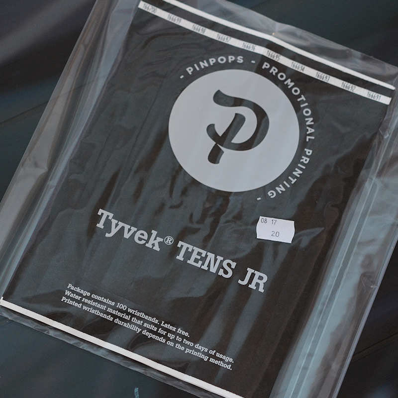 19mm Black Tyvek Tens Wristband - Pinpops®